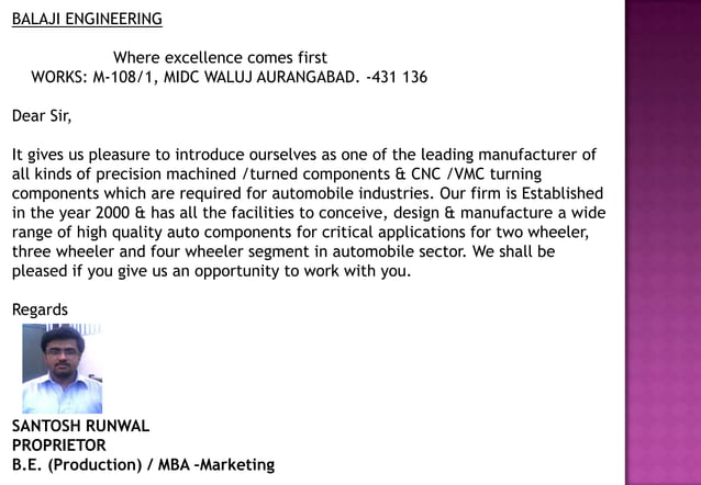 Balaji engineering profile presentation | PPTX | Manufacturing Industry | Industries