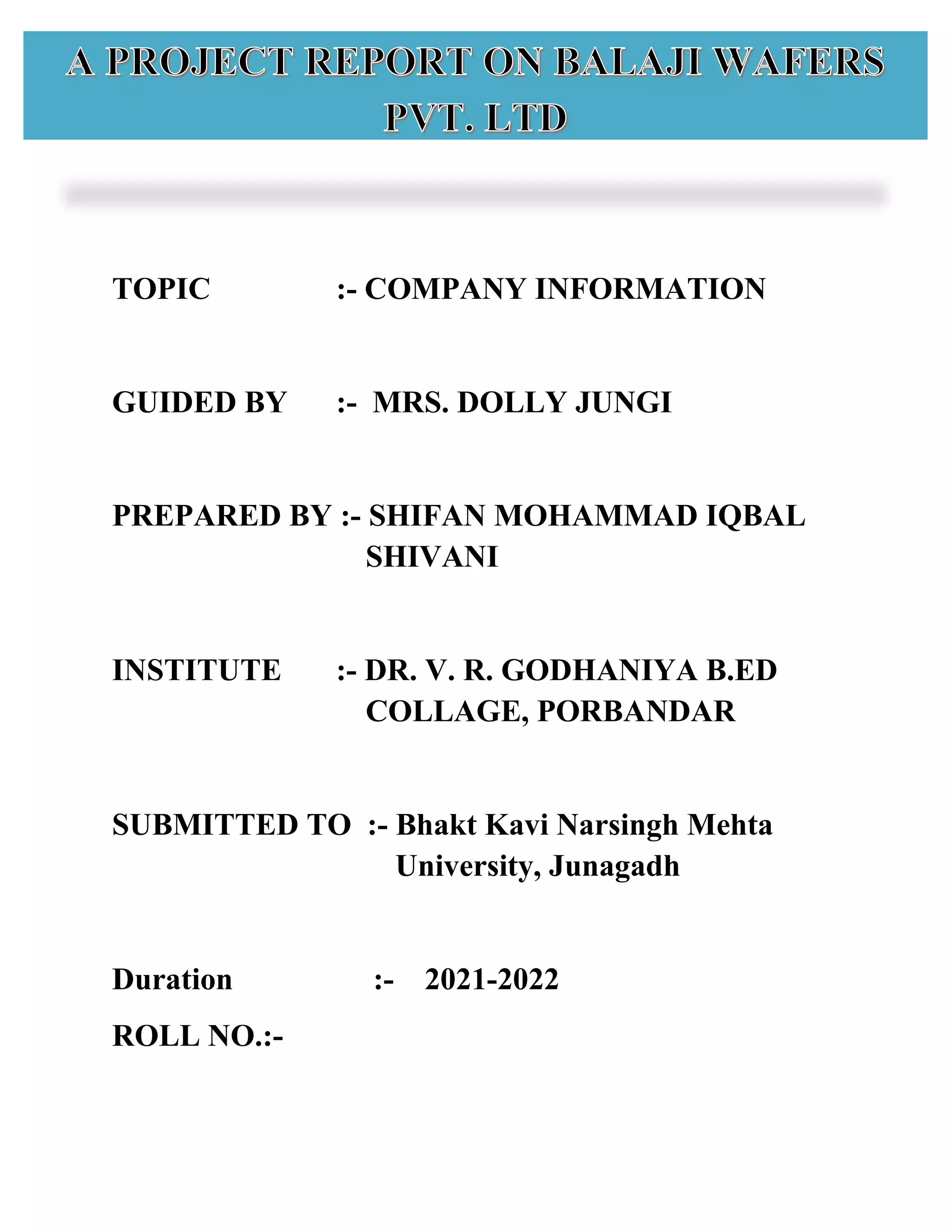 BALAJI PRIVATE LIMITED REPORT - SHIFAN SHIVANI.pdf