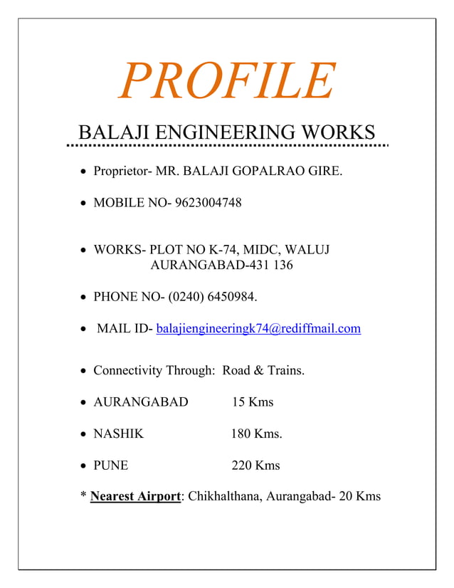 Balaji profile | PDF