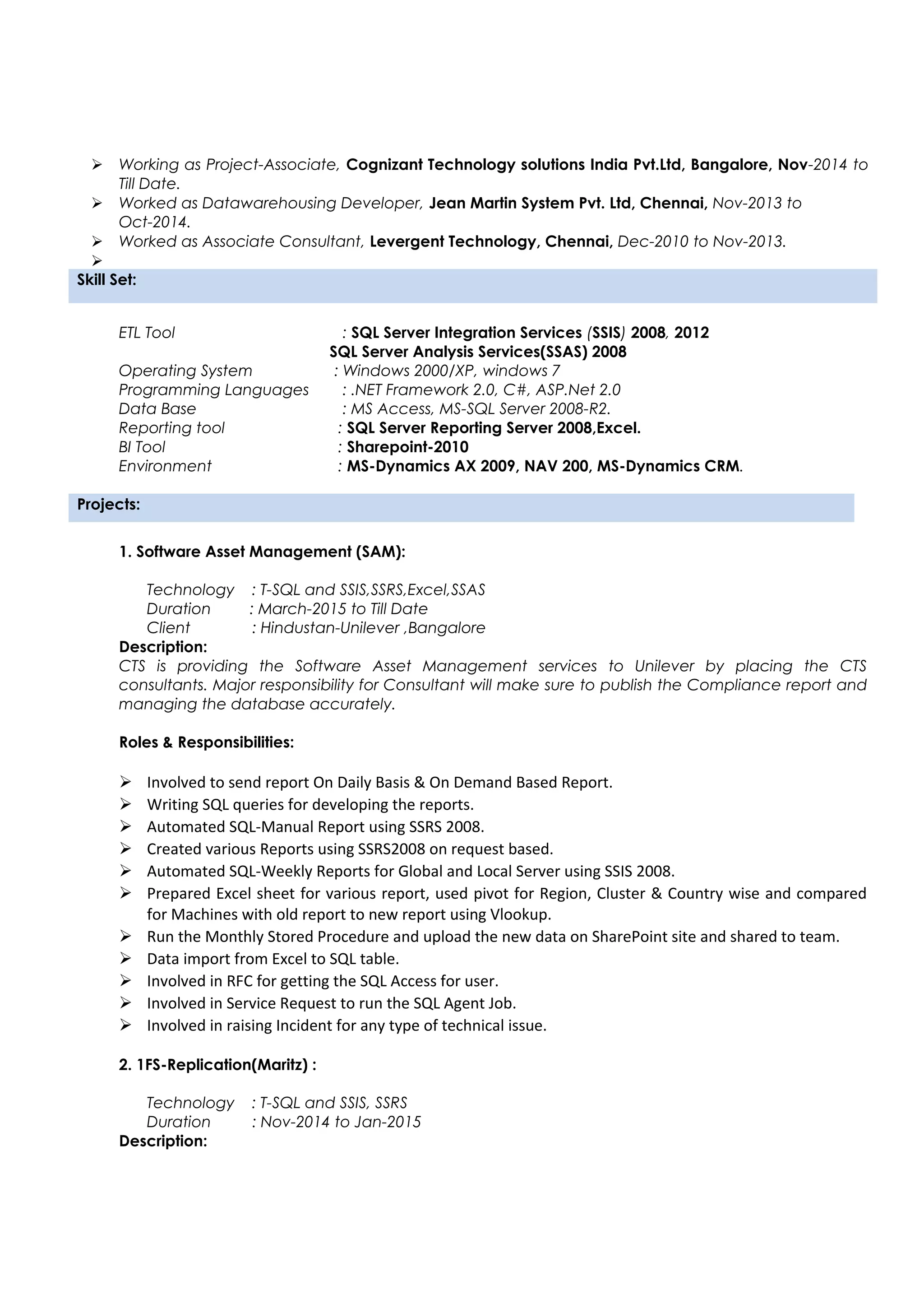 Balamurugan msbi cv | DOC | Databases | Computer Software and Applications