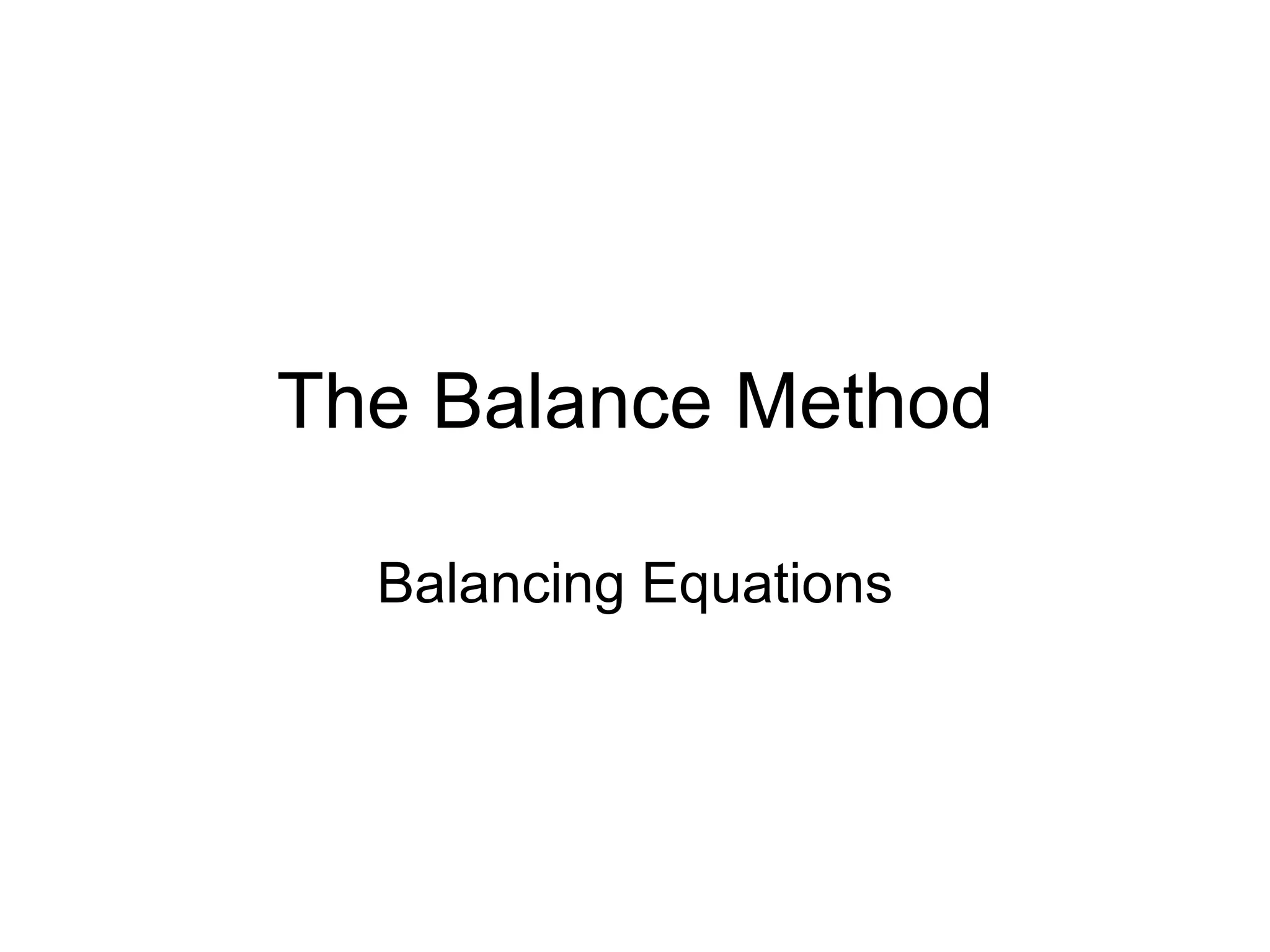 Balance Method | PPT