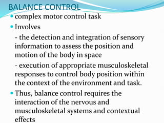 assessment of balance and management of balance | PPTX