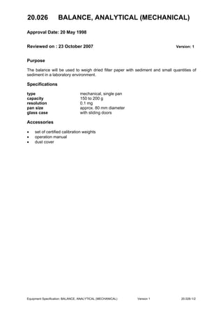 Balance analytical mechanical | PDF