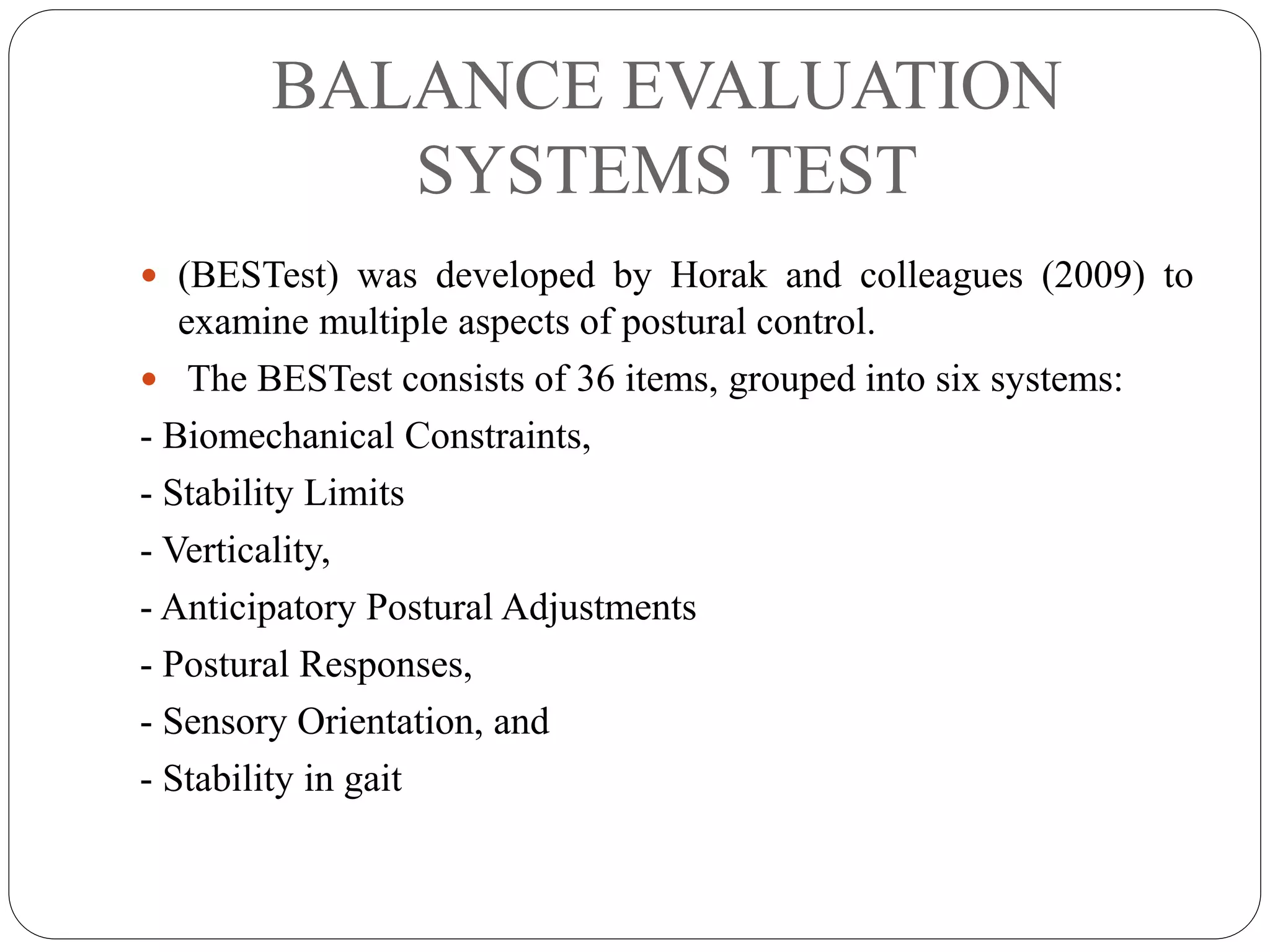 Balance assessment scales | PPTX