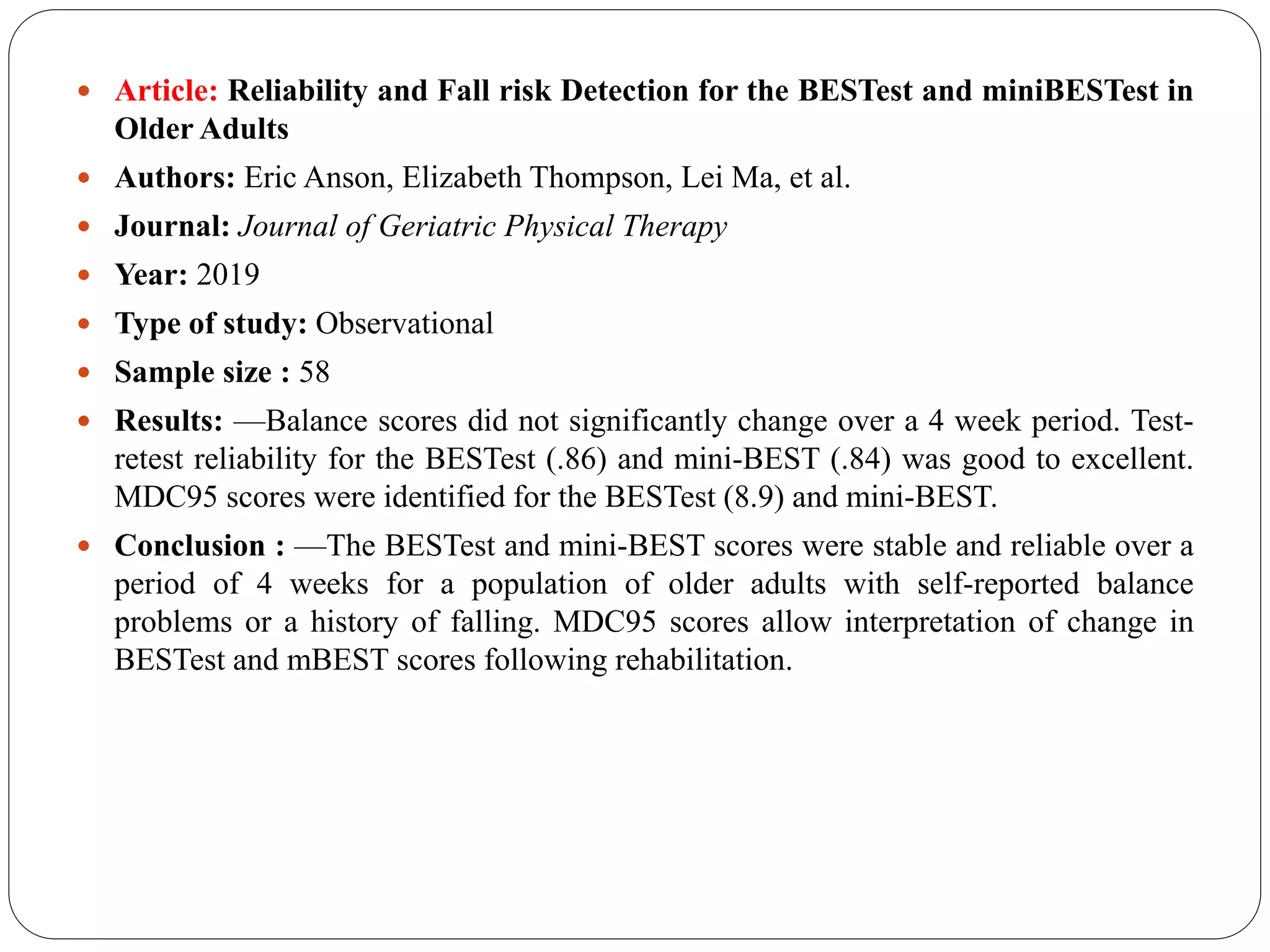 Balance assessment scales | PPTX