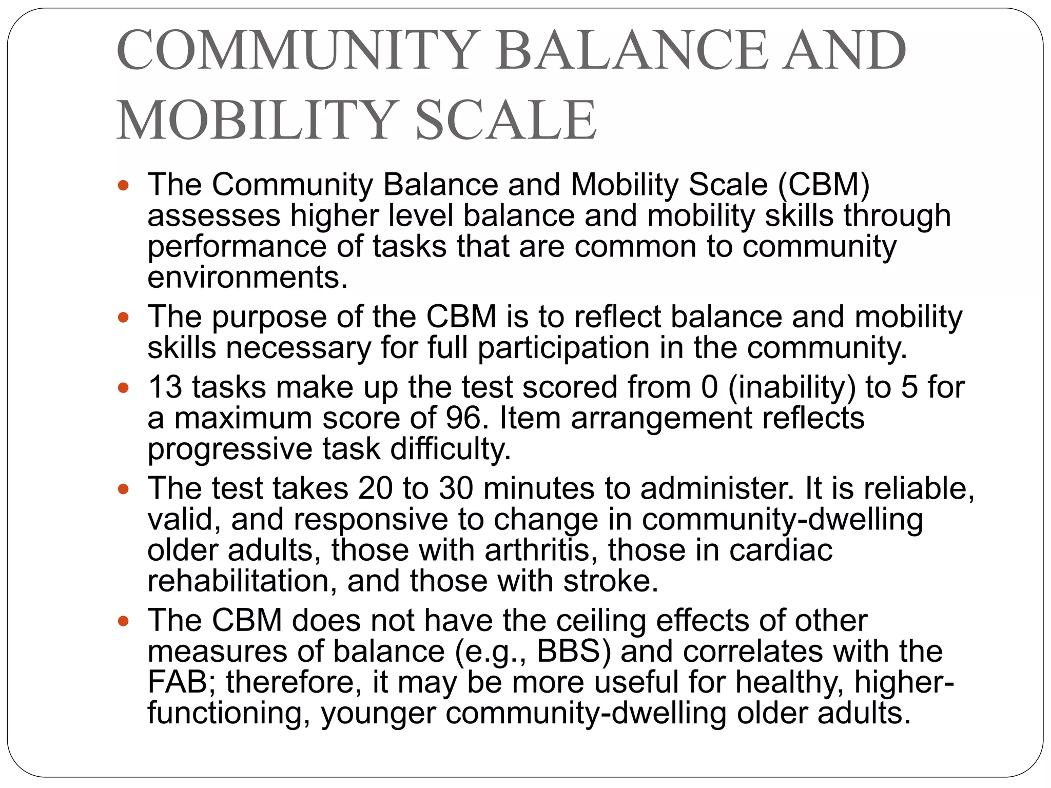 Balance assessment scales | PPTX
