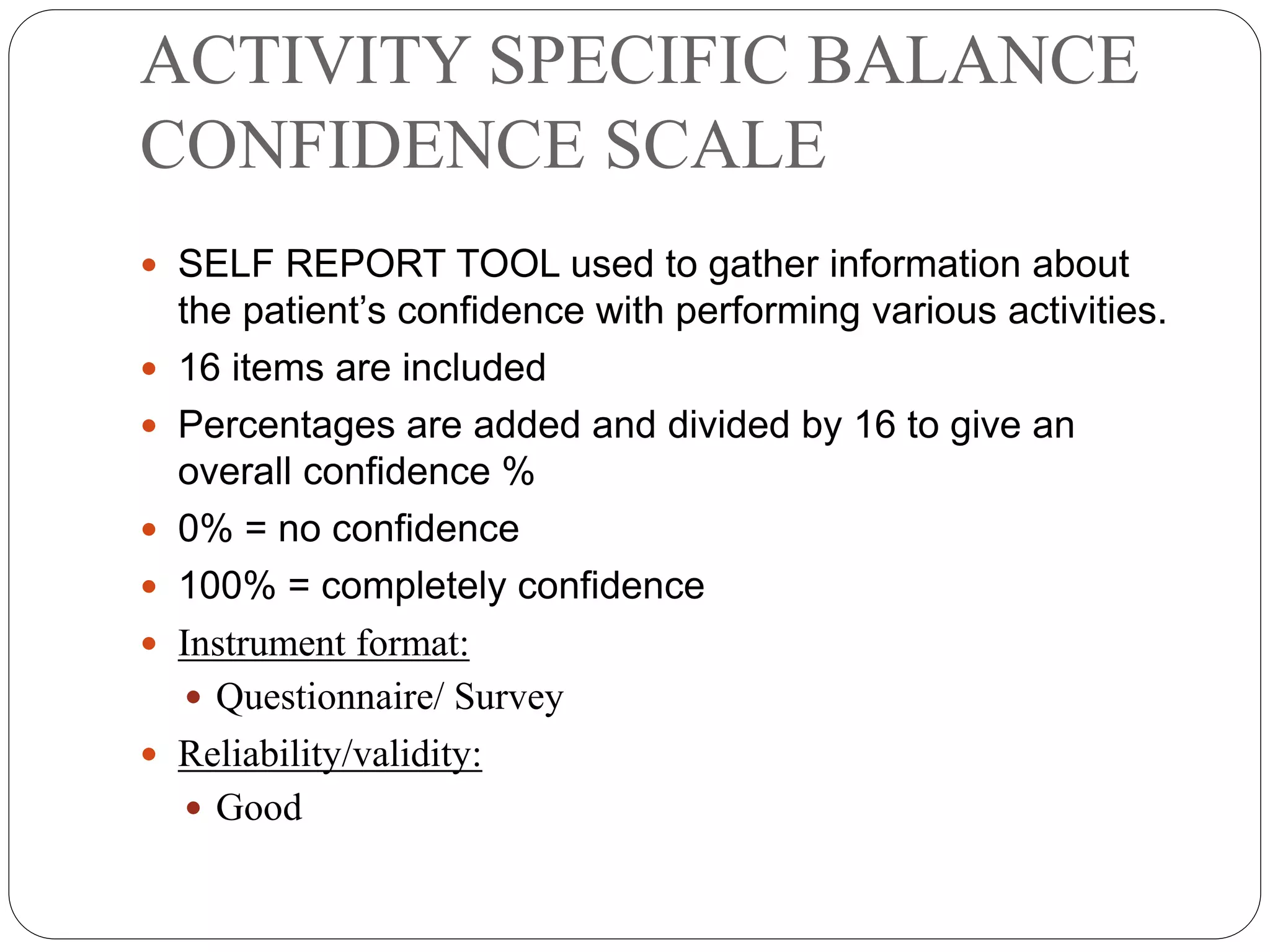 Balance assessment scales | PPTX