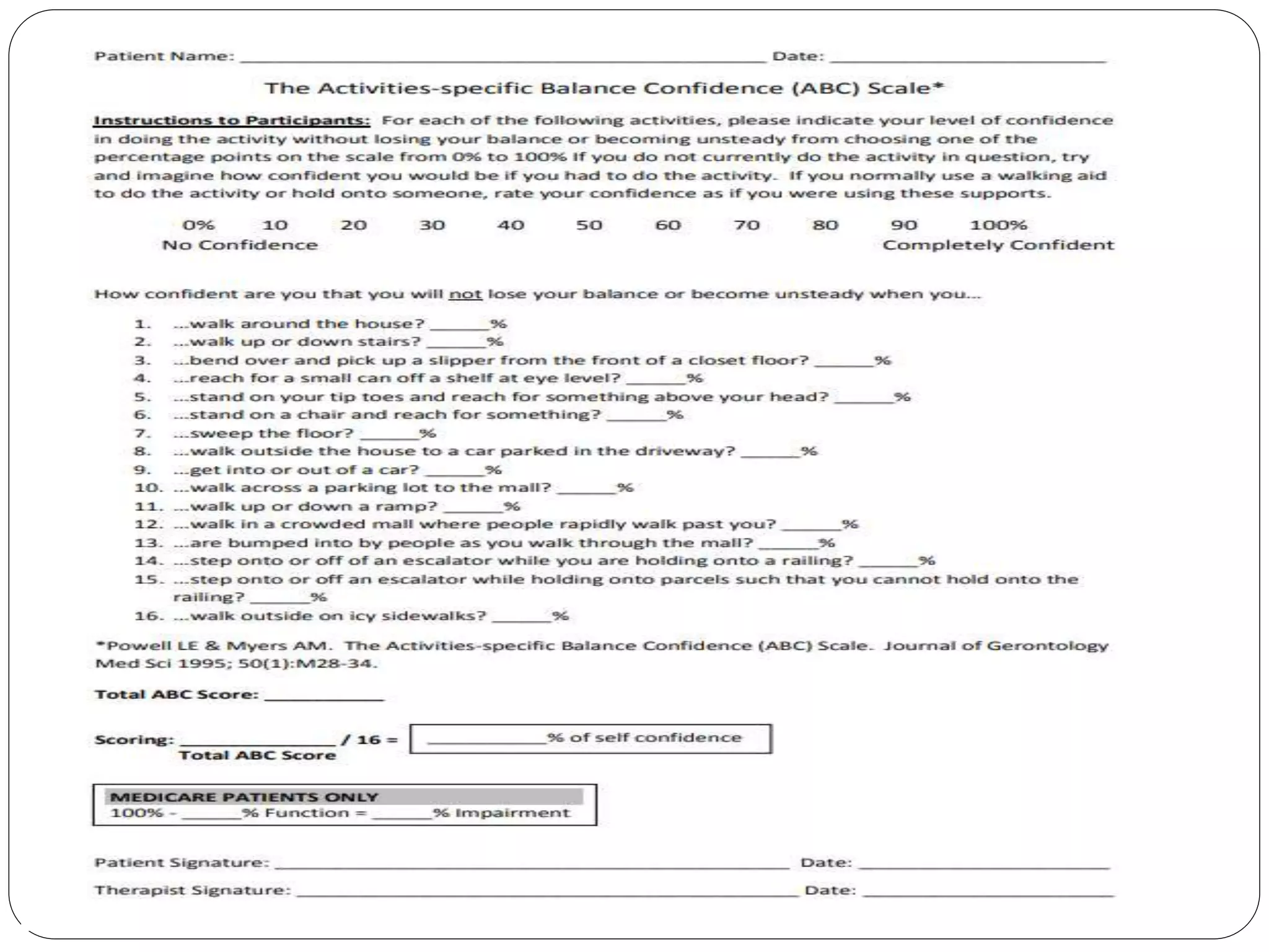 Balance assessment scales | PPTX