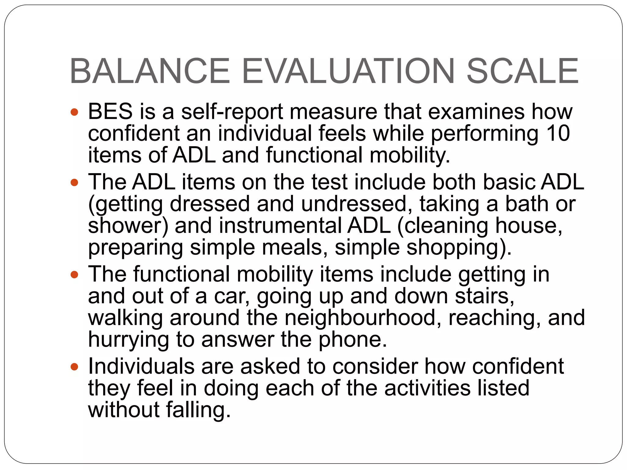 Balance assessment scales | PPTX