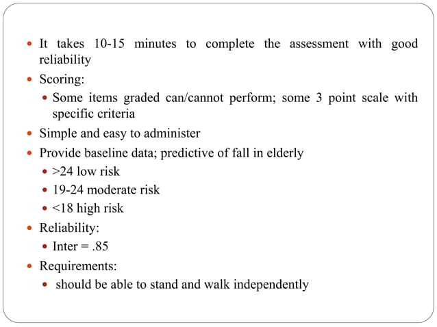 Balance assessment scales | PPTX | Physical Therapy | Wellness