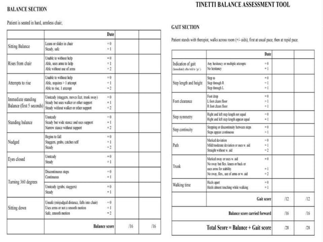 Balance assessment scales | PPTX | Physical Therapy | Wellness