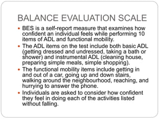 Balance assessment scales | PPTX