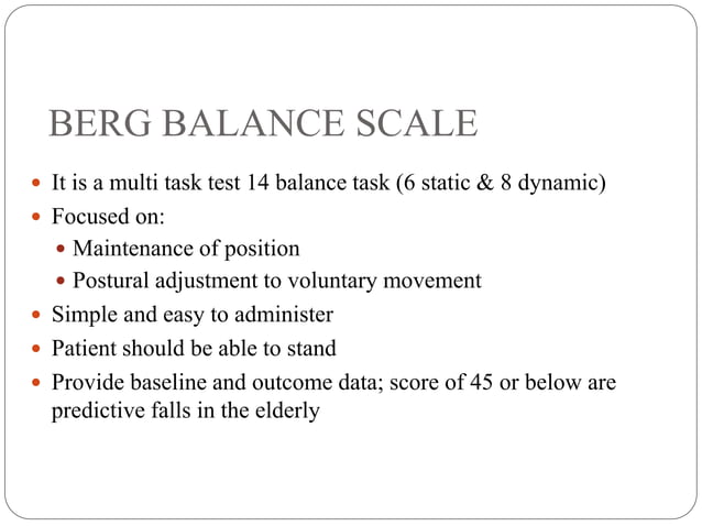 Balance assessment scales | PPTX | Physical Therapy | Wellness
