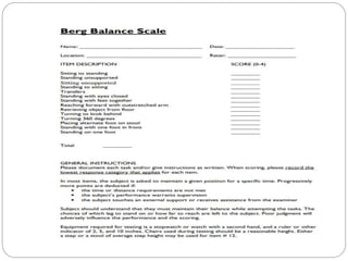 Berg Balance Scale Form