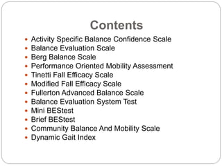 Balance assessment scales | PPT