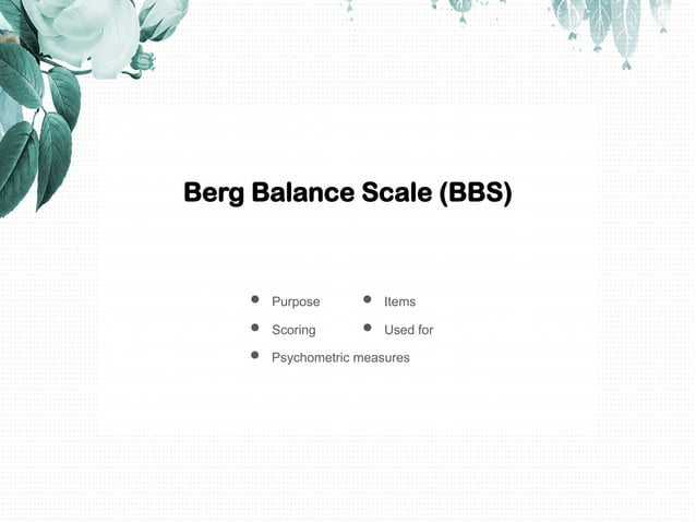 Balance Assessment tools and its Psychometric Properties | PPT