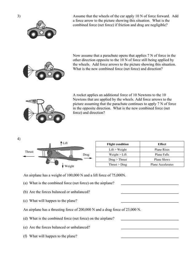 Balanced and-unbalanced-forces-worksheet | PDF | Physics | Science