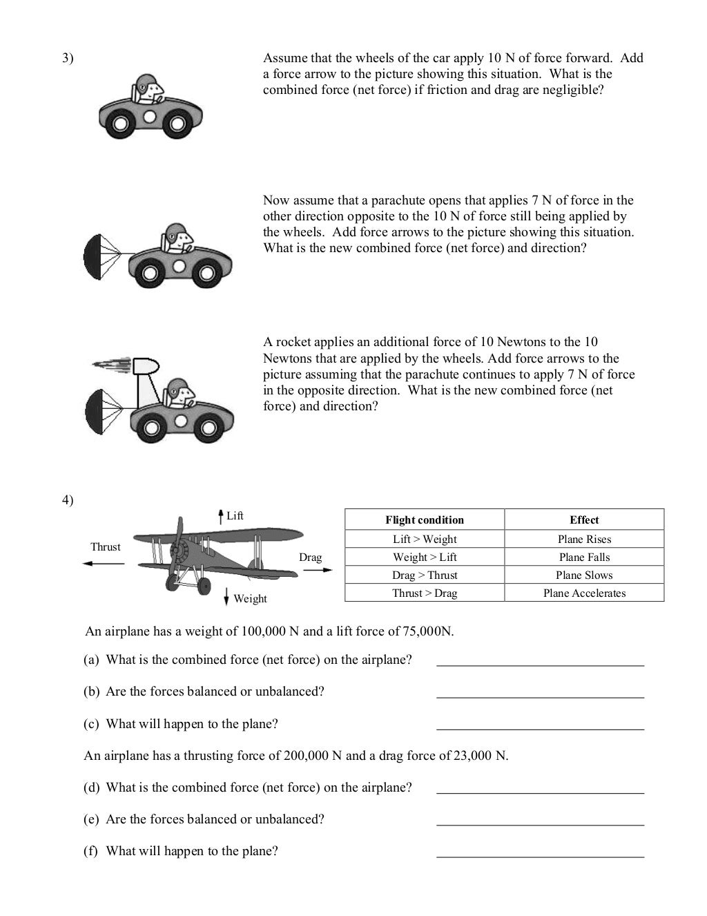 Balanced And unbalanced forces worksheet Balanced And unbalanced forces worksheet