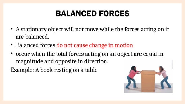 BALANCED AND UNBALANCED FORCE grade 7 physics | PPTX