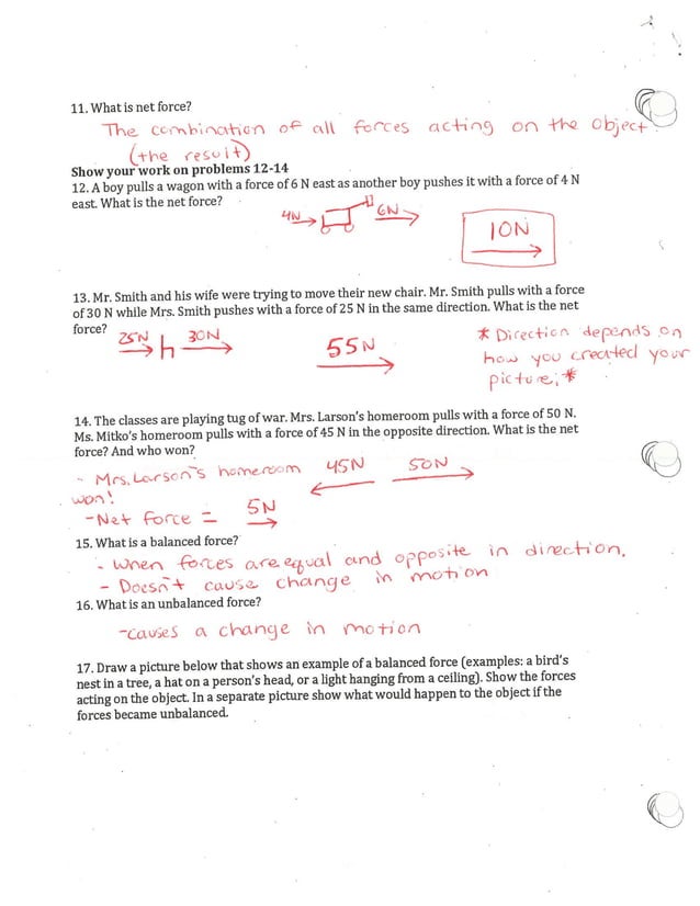 Balanced and Unbalanced force packet answer key.pdf