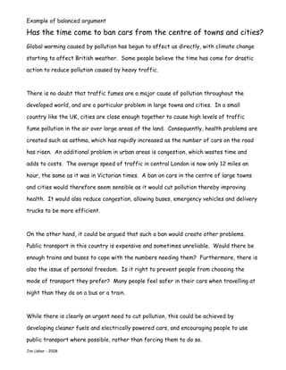 Balanced argument examples | DOC