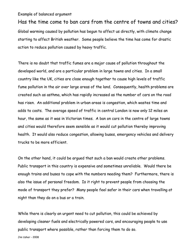 Balanced argument examples | DOC