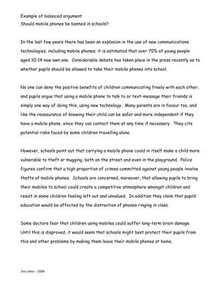 Balanced argument examples | DOC