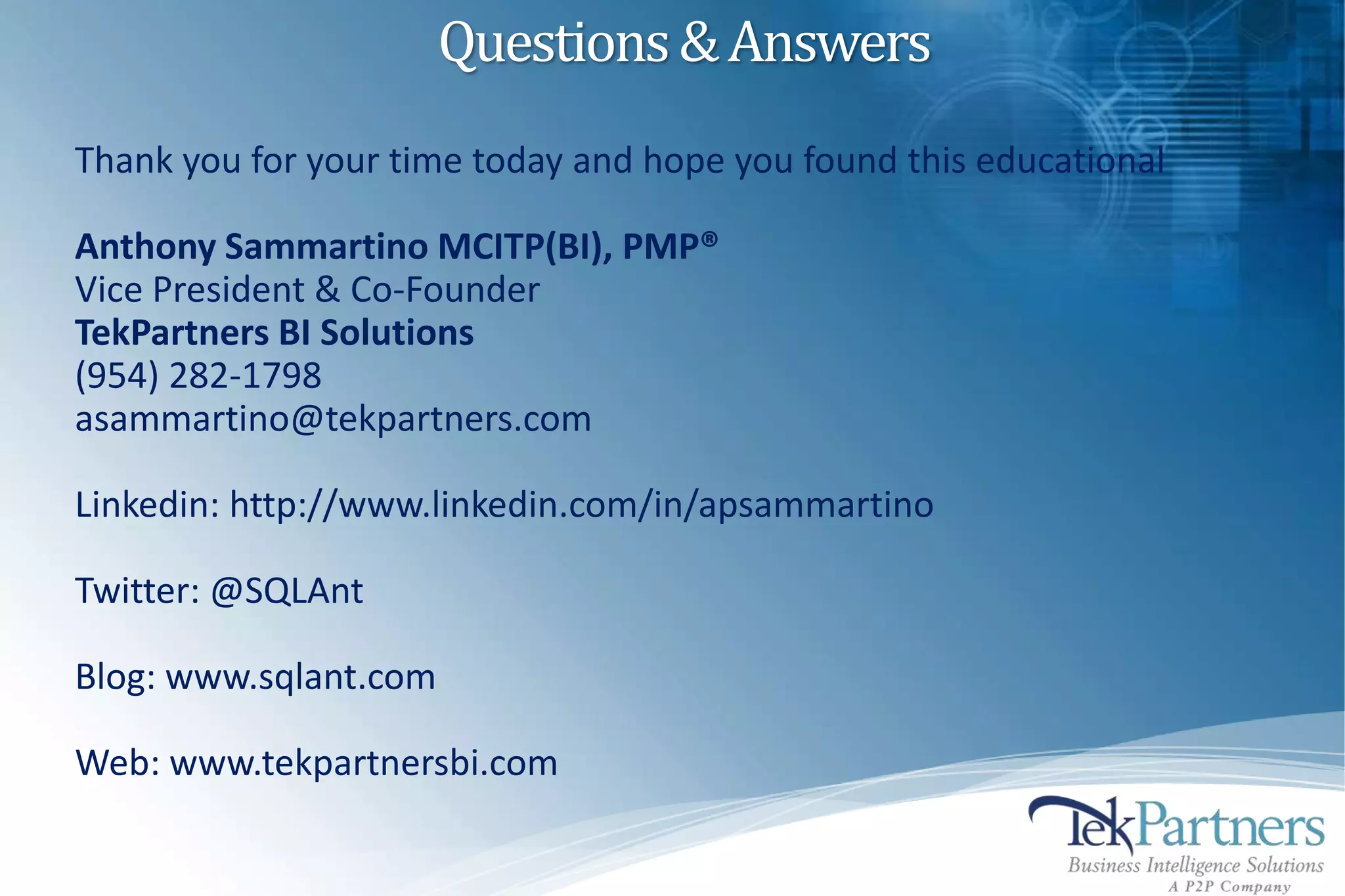 Balanced BI Approach (Power Pivot & SSAS Tabular) | PPT