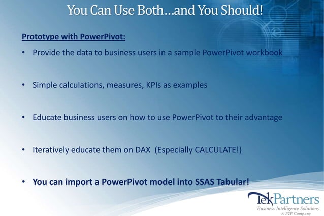 Balanced BI Approach (Power Pivot & SSAS Tabular) | PPT