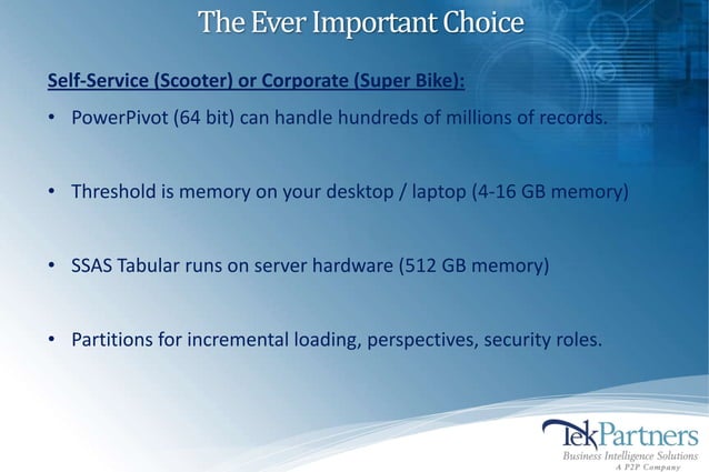 Balanced BI Approach (Power Pivot & SSAS Tabular) | PPT