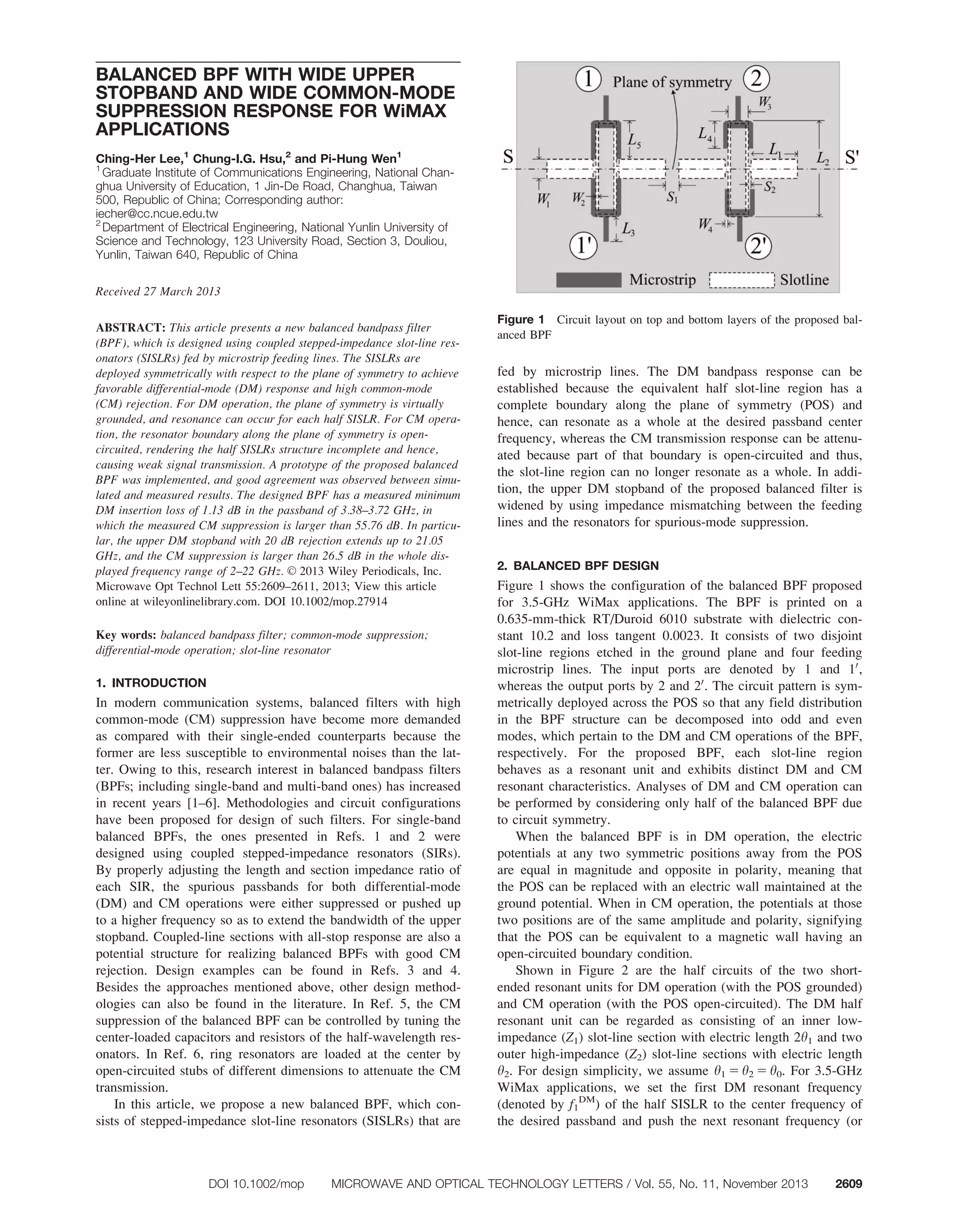 Balanced bpf with wide upper | PDF