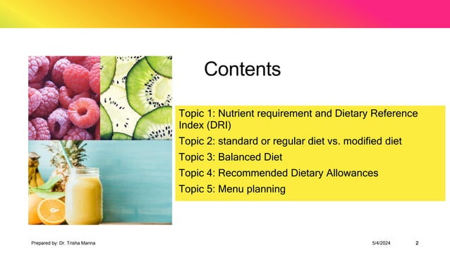 Balanced Diet, Modified Diet, RDA and Menu Planning.pptx | Ear, Nose ...