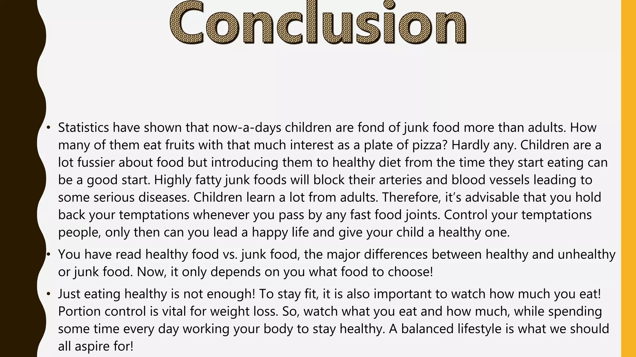 Balanced diet vs junk food | PPTX