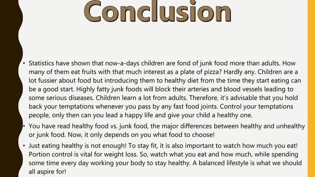 Balanced Diet Vs Junk Food Ppt
