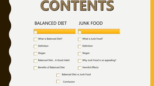 Balanced Diet Vs Junk Food Ppt