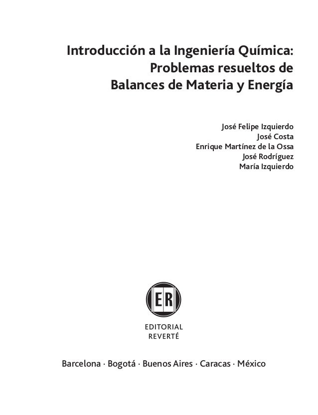 Libros De Balance De Materia Y Energia Pdf - Leer un Libro