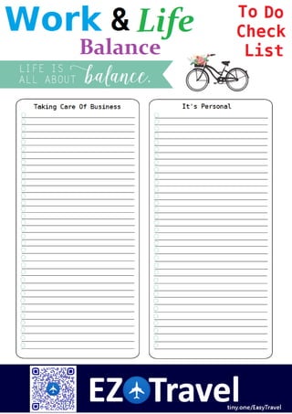 Your HQ Printable Work / Life Balance To Do Check List | PDF