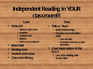 Independent Reading in the Primary Classroom | PPT