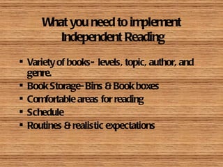 Independent Reading in the Primary Classroom | PPT