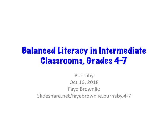 Balanced literacy in intermediate classrooms | PDF | Educational ...