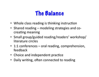 Balanced literacy in intermediate classrooms | PDF | Educational ...