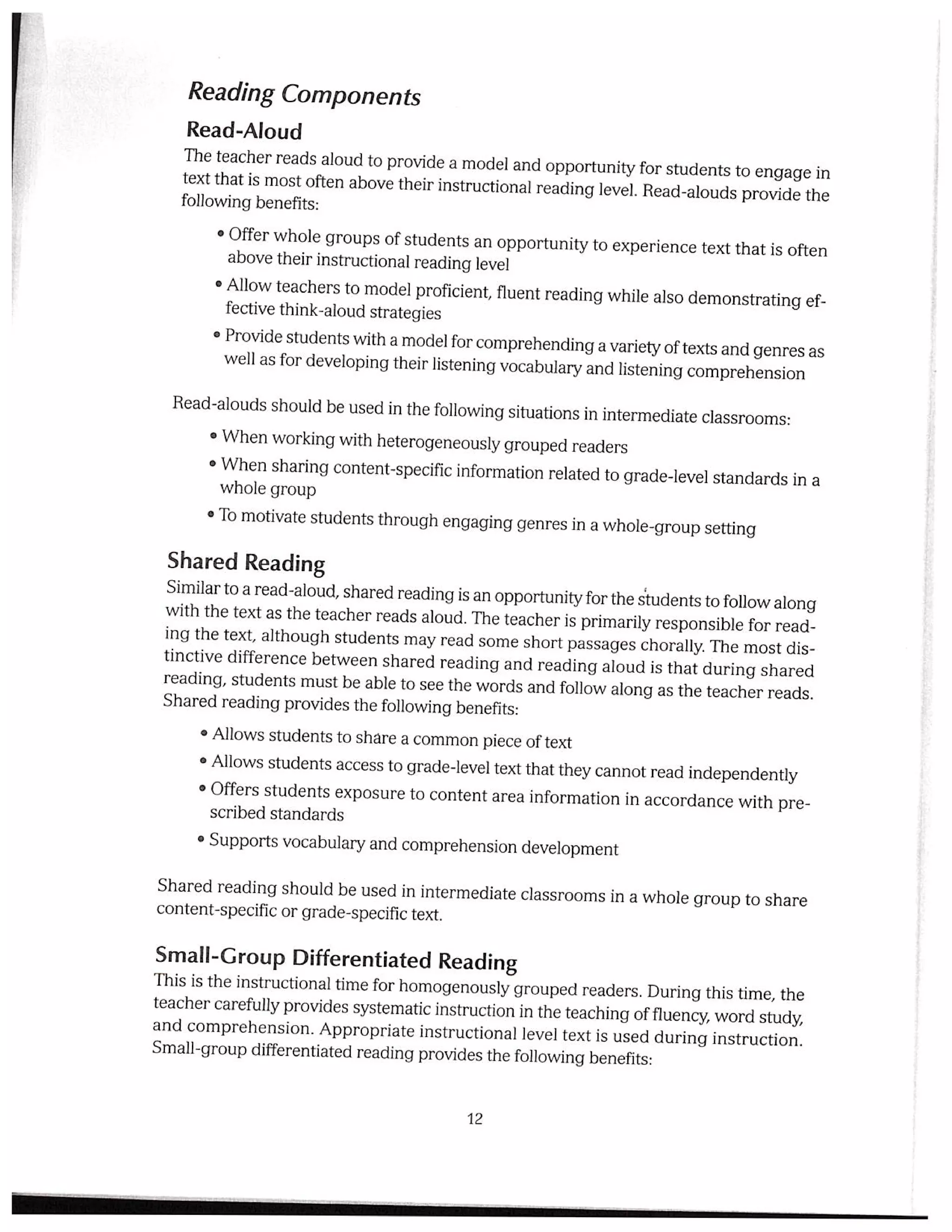 Balanced literacy instruction in the intermediate classroom | PDF