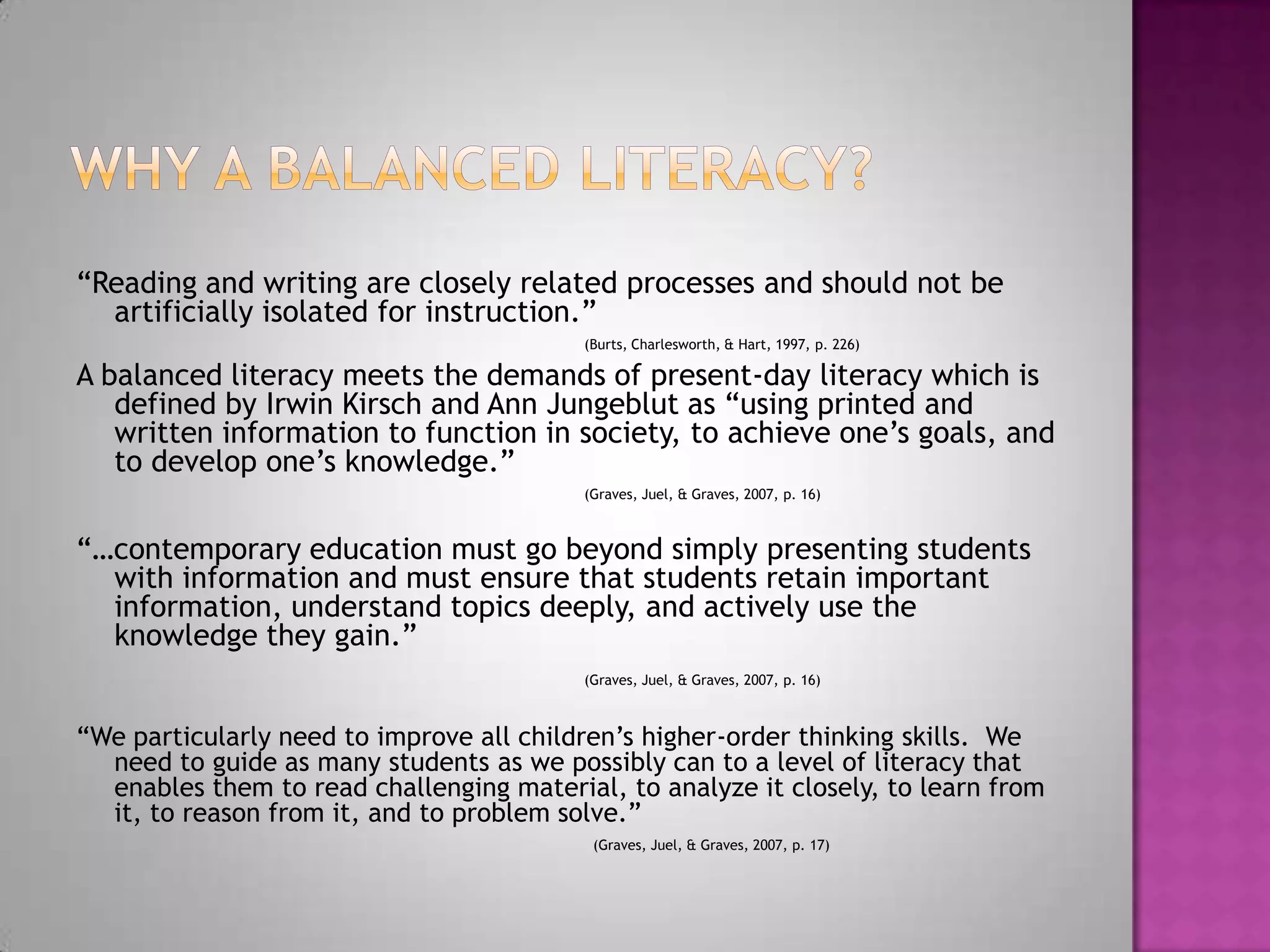 Balanced literacy presentation 1 | PPTX | Homework and Study | Education