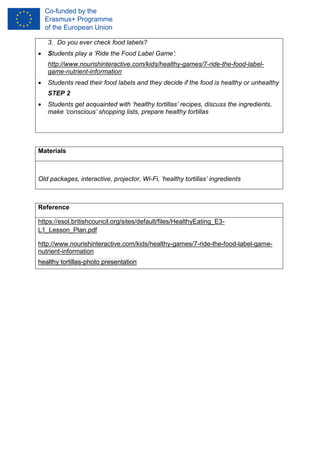 STAY 3E Balanced nutrition lesson plans' book | PDF