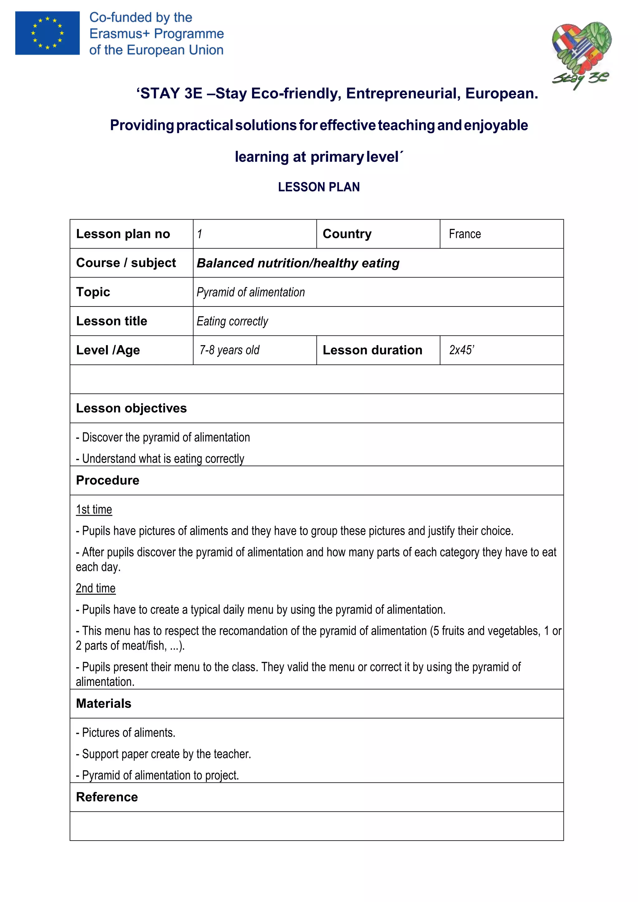 Balanced nutrition lesson plans' book | PDF