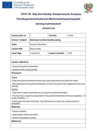 Balanced nutrition lesson plans' book | PDF