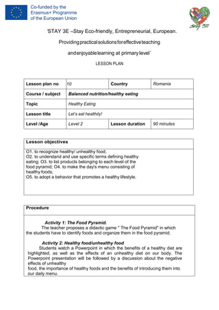 Balanced nutrition lesson plans' book | PDF
