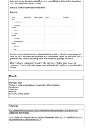 Balanced nutrition lesson plans' book | PDF