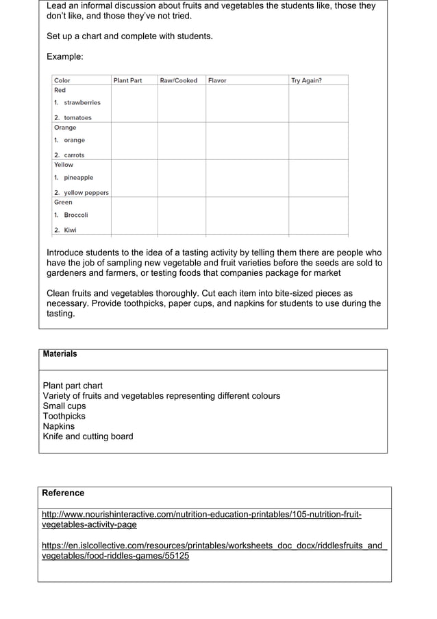 Balanced nutrition lesson plans' book | PDF
