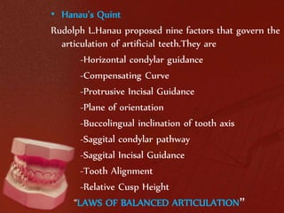 Balanced occlusion - Prosthodontics | PPTX